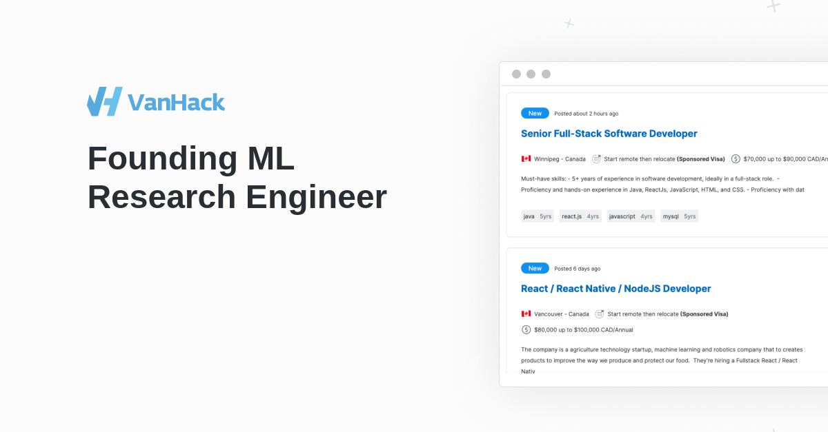 Founding ML Research Engineer - VanHack